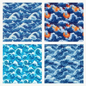 Summer Waves Pattern Seamless Digital Papers - Printable Scrapbook ...