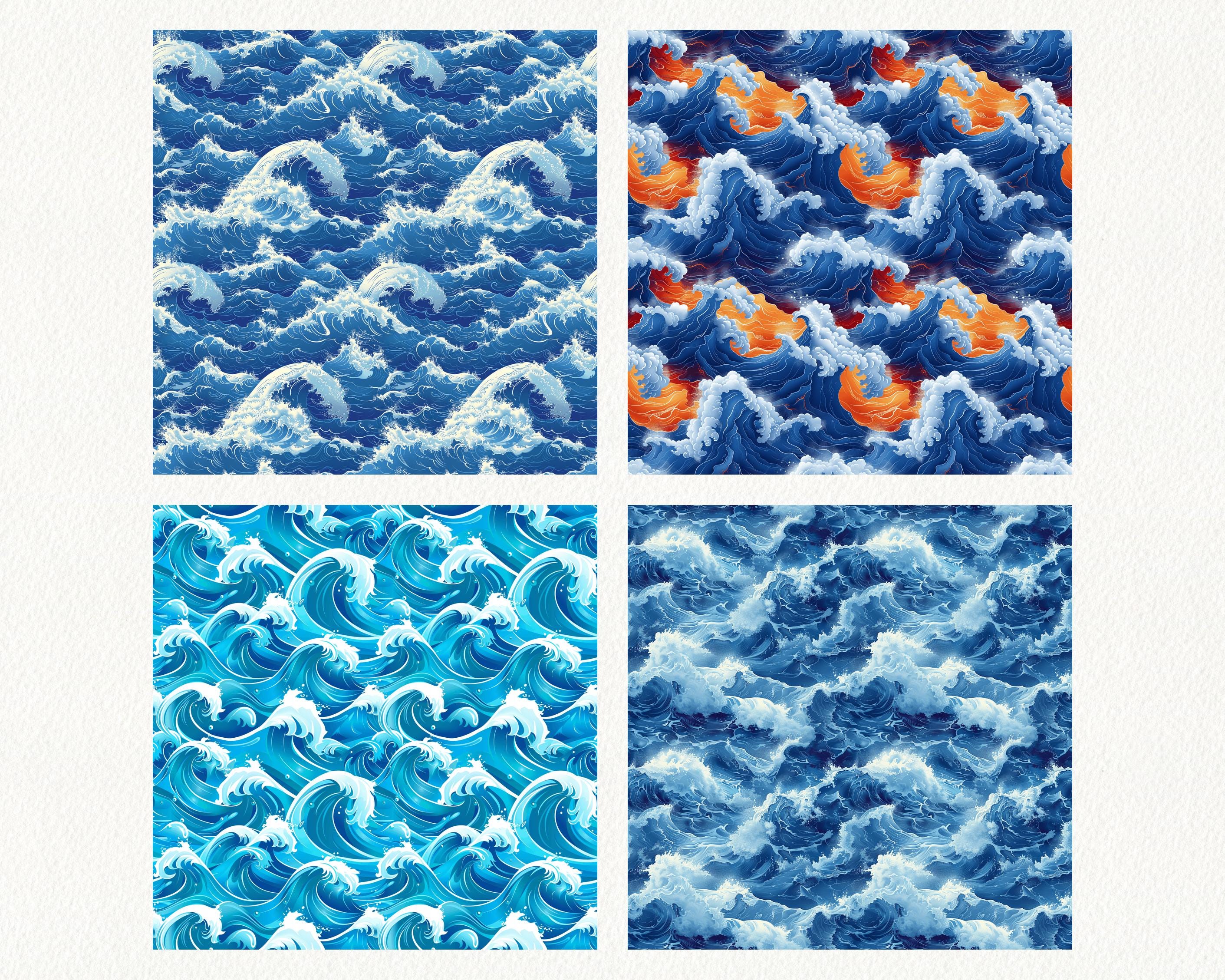Summer Waves Pattern Seamless Digital Papers - Printable Scrapbook ...