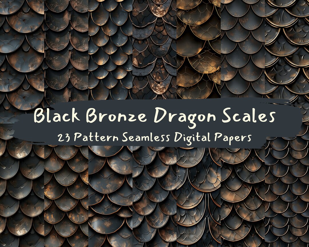 Black Bronze Dragon Scales Pattern Seamless Digital Papers - Printable ...