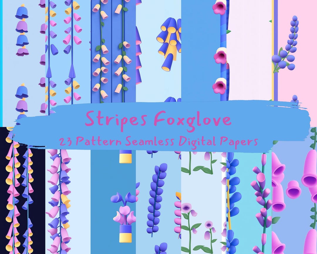 Stripes Foxglove Pattern Seamless Digital Papers - Printable Scrapbook ...