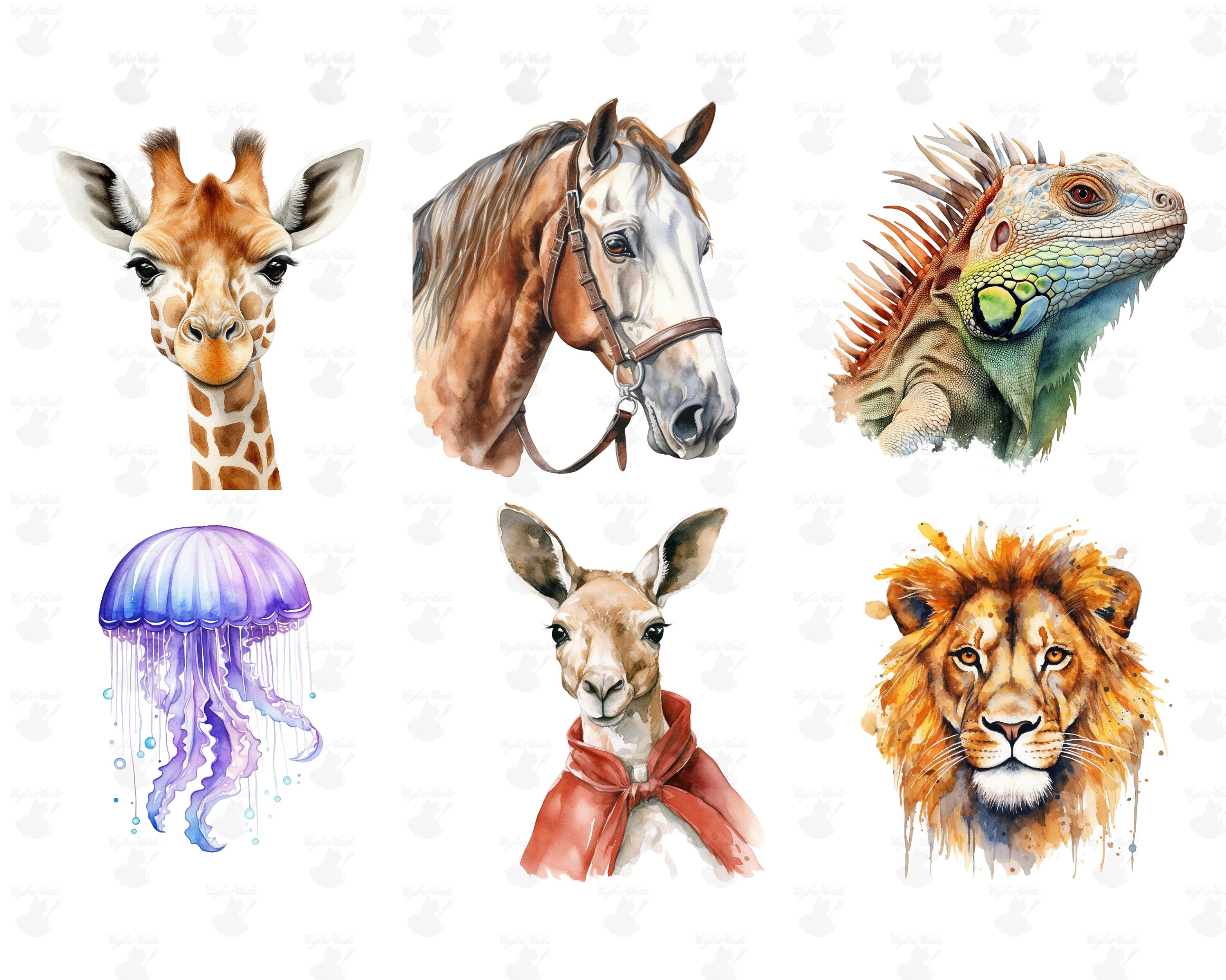 Animal A to Z, Digital Printable Clip Art Graphics in PNG Format ...