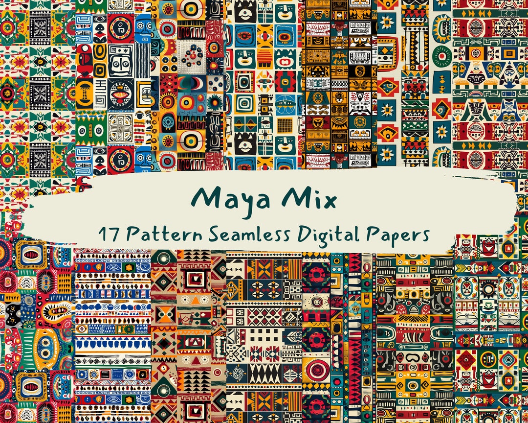 Maya Mix Pattern Seamless Digital Papers - Printable Scrapbook Paper ...