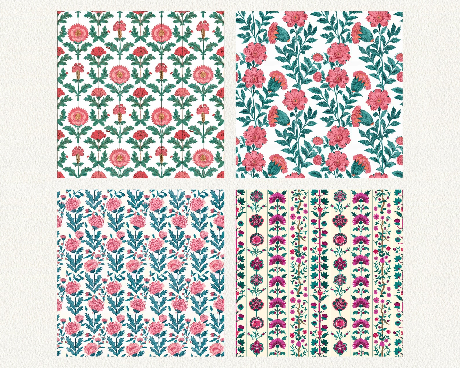Indian Floral Vines Pattern Seamless Digital Papers - Printable ...