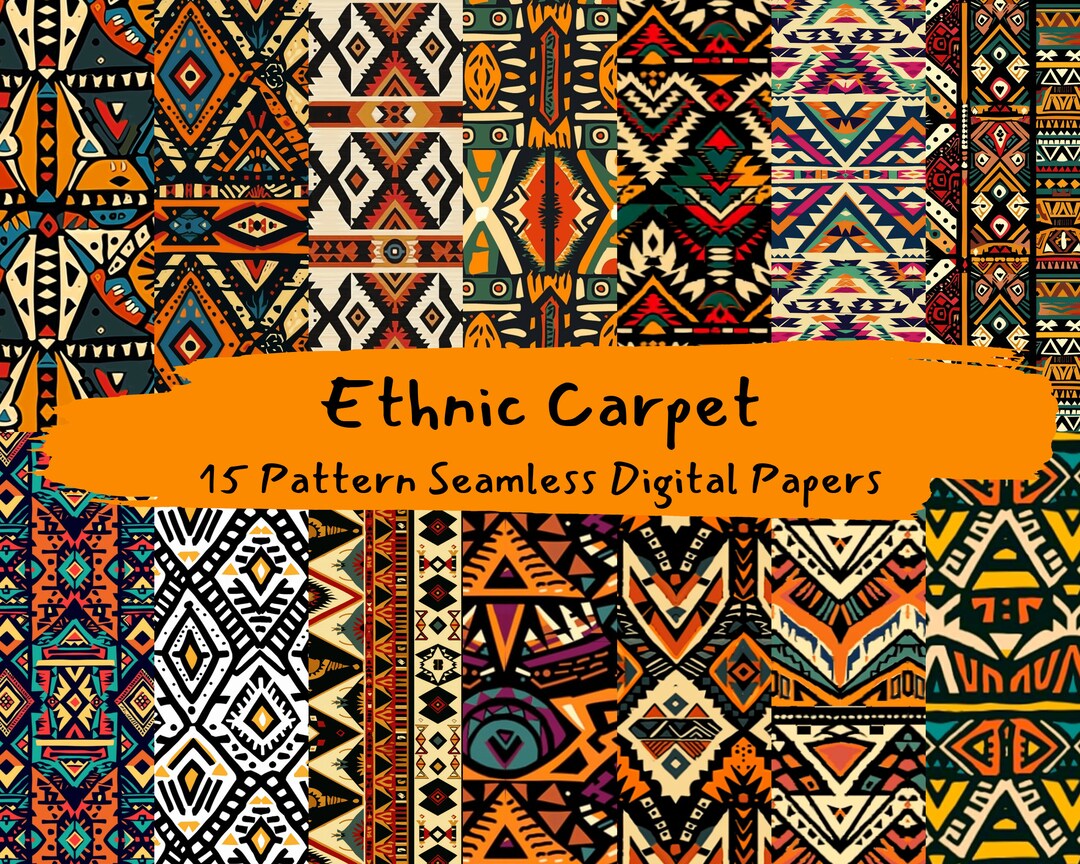 Ethnic Carpet Pattern Seamless Digital Papers - Printable Scrapbook ...