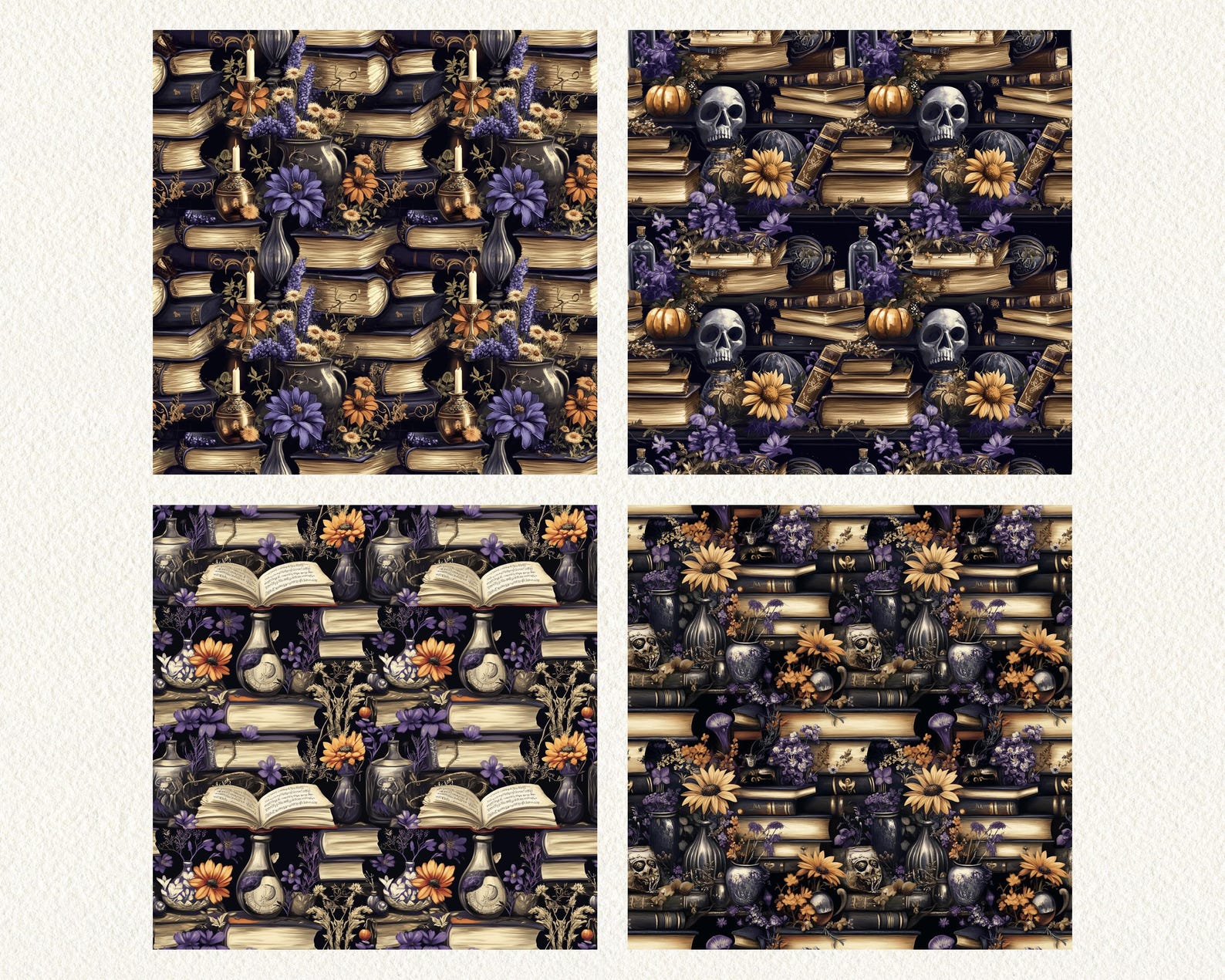 Witches Library Repeat Pattern Seamless Digital Papers - Printable ...