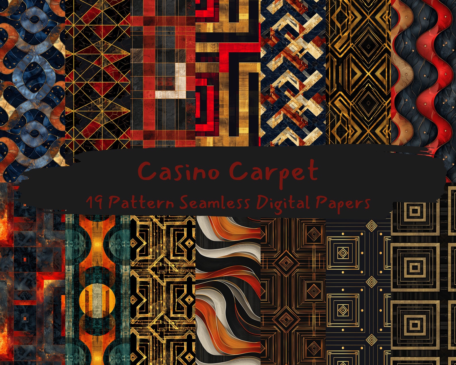 Casino Carpet Pattern Seamless Digital Papers - Printable Scrapbook ...