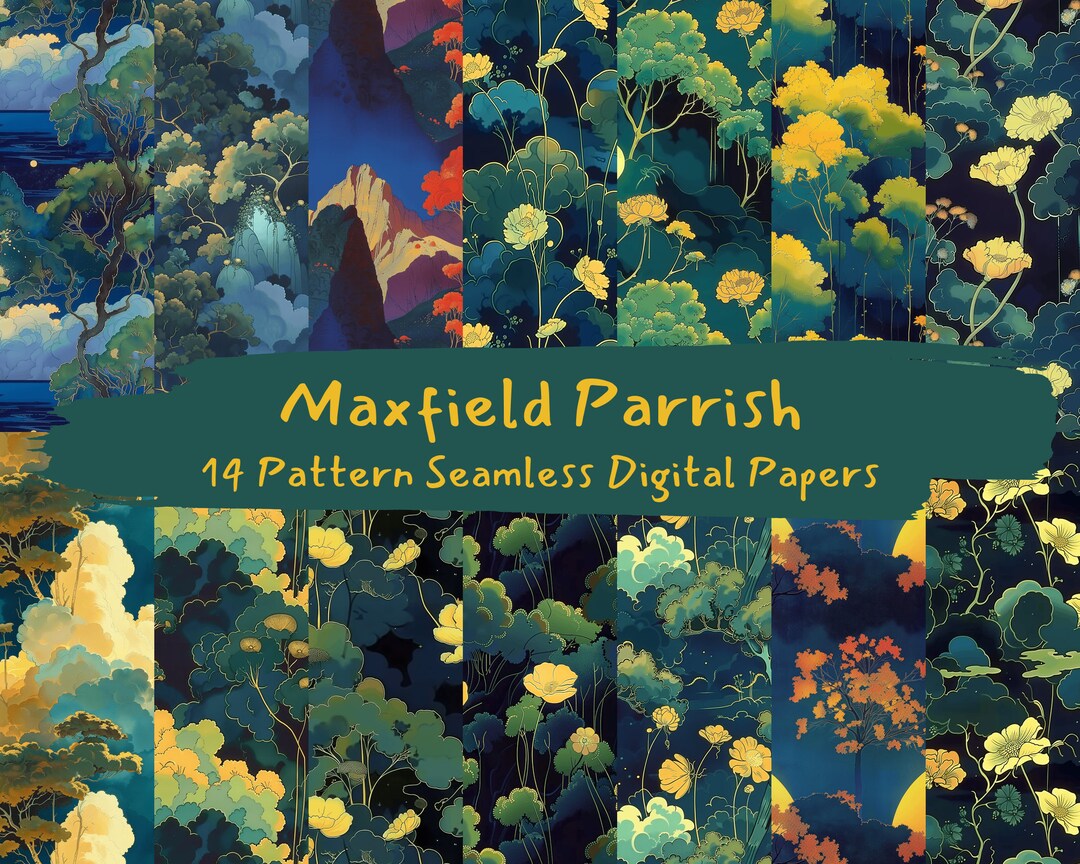 Maxfield Parrish Pattern Seamless Digital Papers - Printable Scrapbook ...