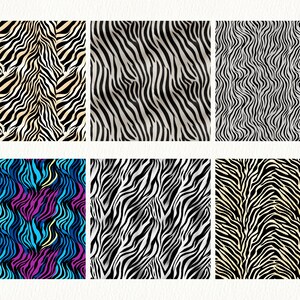 Zebra Print Digital Papers Seamless Tile Patterns Printable Scrapbook ...