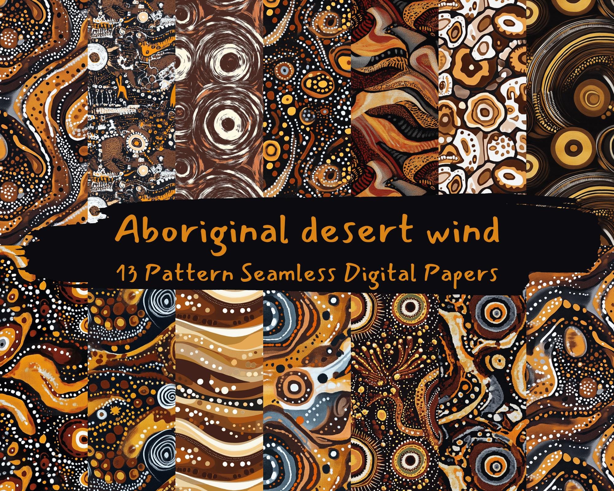 Aboriginal Desert Wind Pattern Seamless Digital Papers - Printable ...