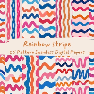 Rainbow Stripe Pattern Seamless Digital Papers - Printable Scrapbook ...