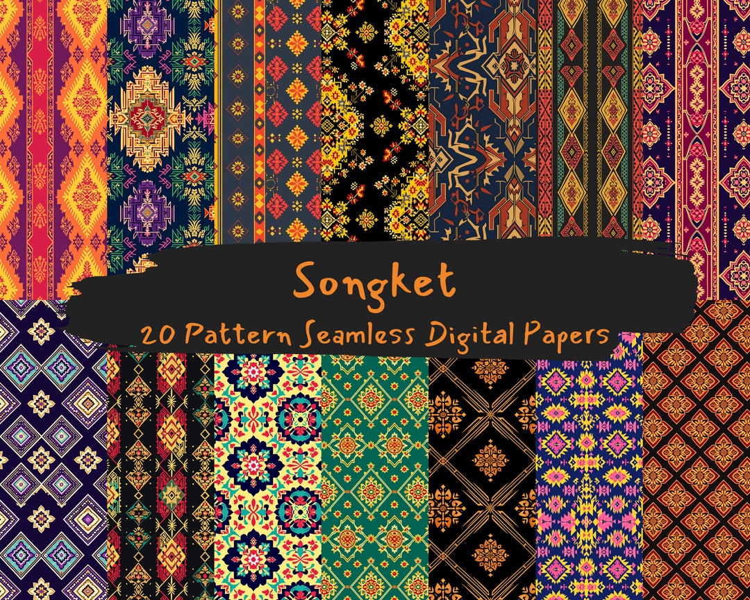 Songket Pattern Seamless Digital Papers - Printable Scrapbook Paper ...