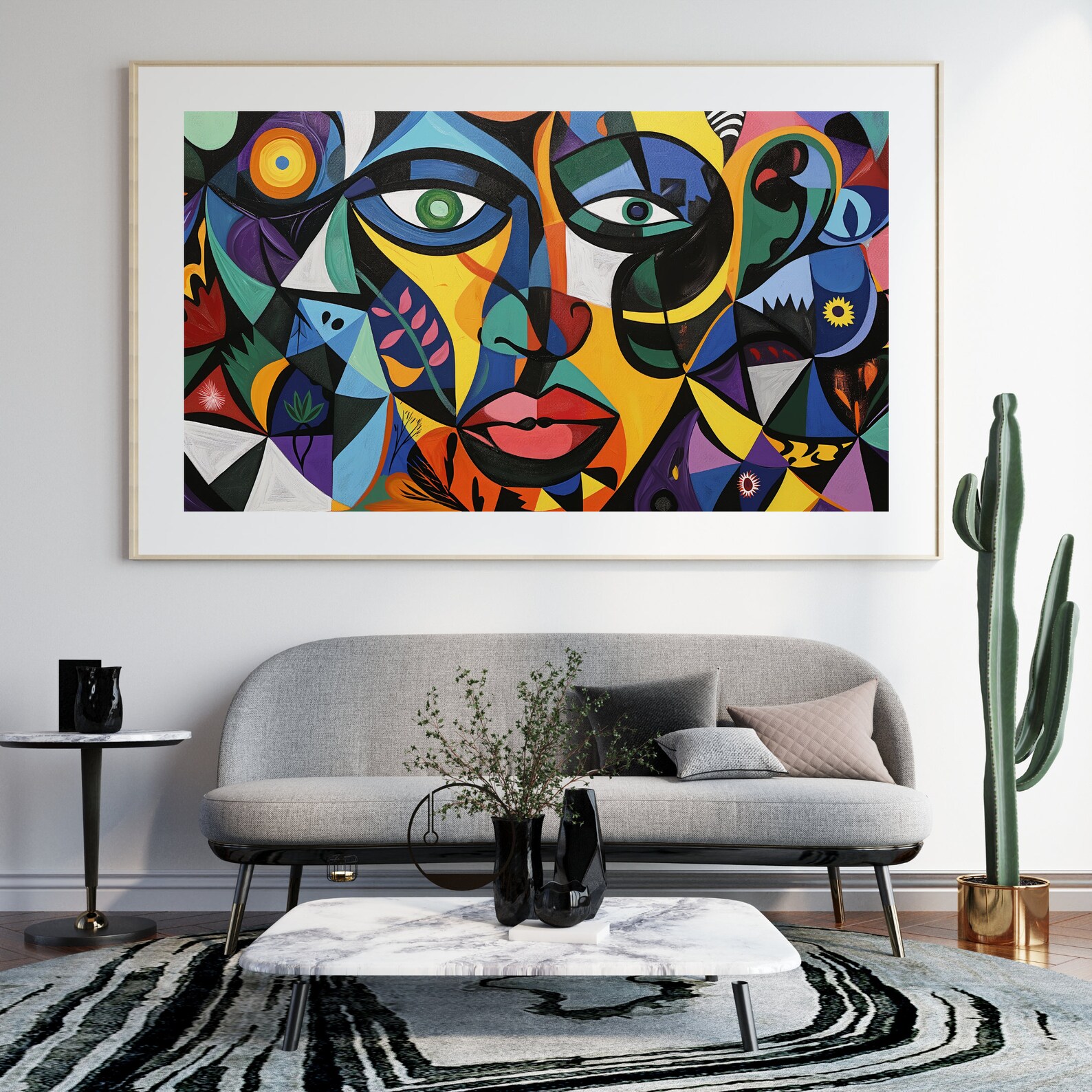 Cubist Angel Face Painting - Bold Printable Wall Art, Instant Download ...
