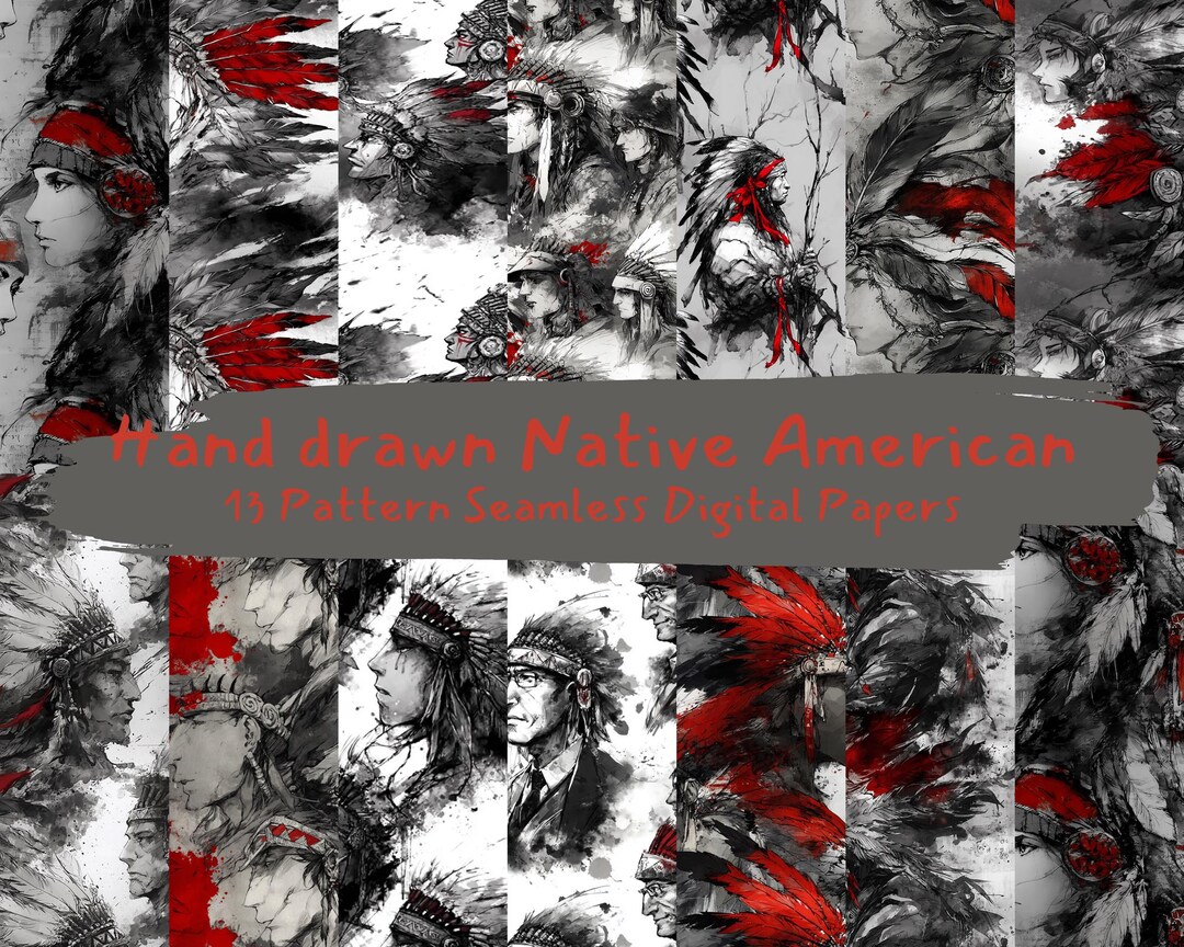 Hand Drawn Native American Pattern Seamless Digital Papers - Printable ...