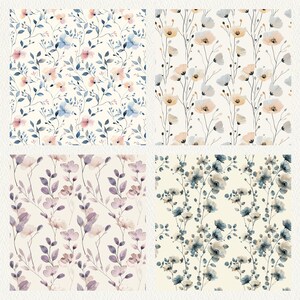 Delicate Floral Pattern Seamless Digital Papers - Printable Scrapbook ...