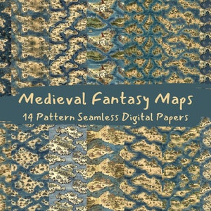 Medieval Fantasy Maps Pattern Seamless Digital Papers - Printable ...