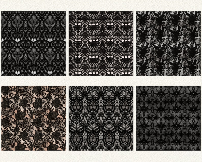 Black Lace Pattern Seamless Digital Papers - Tile Patterns Printable ...