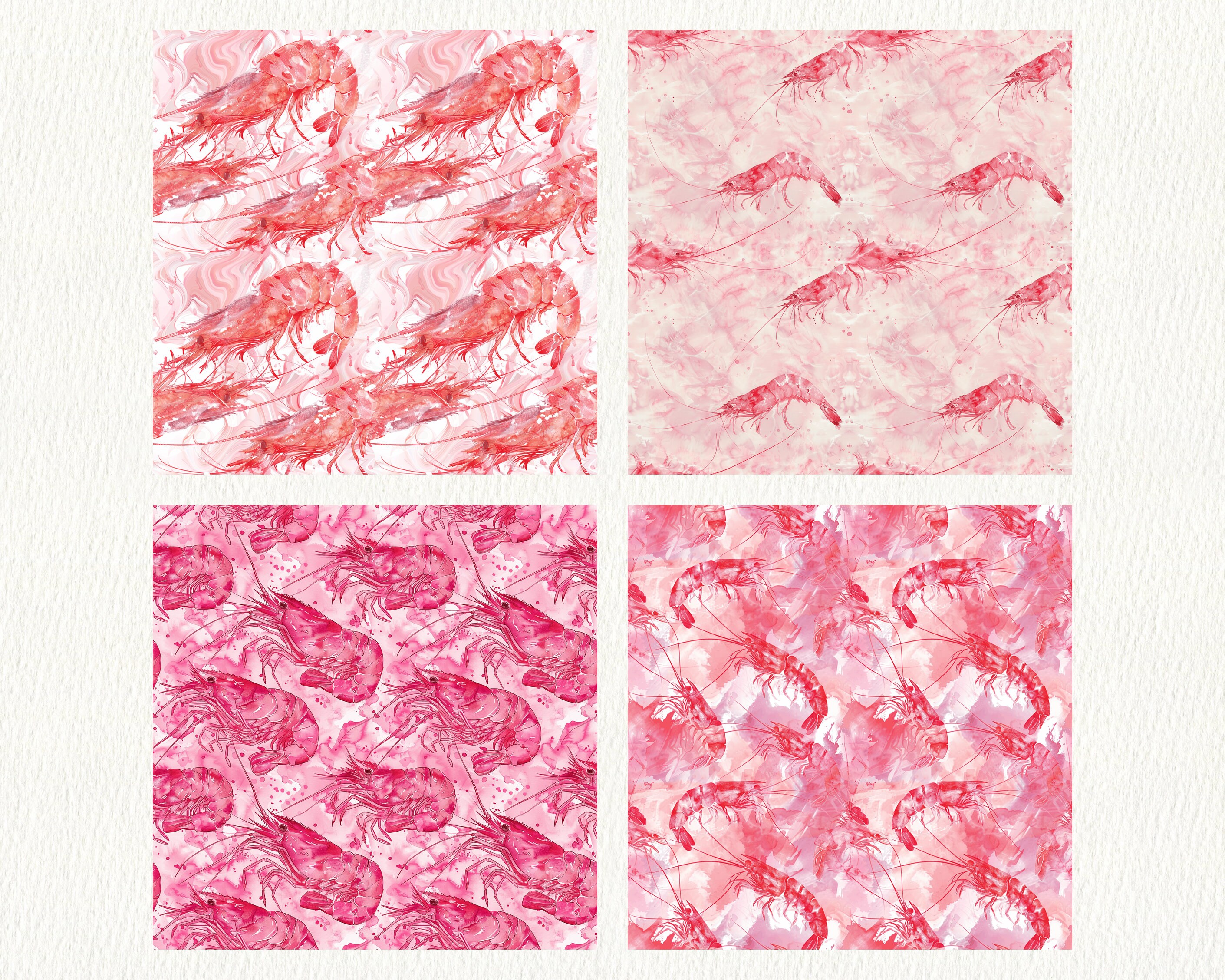Red Shrimp Pattern Seamless Digital Papers for Scrapbooking - Etsy