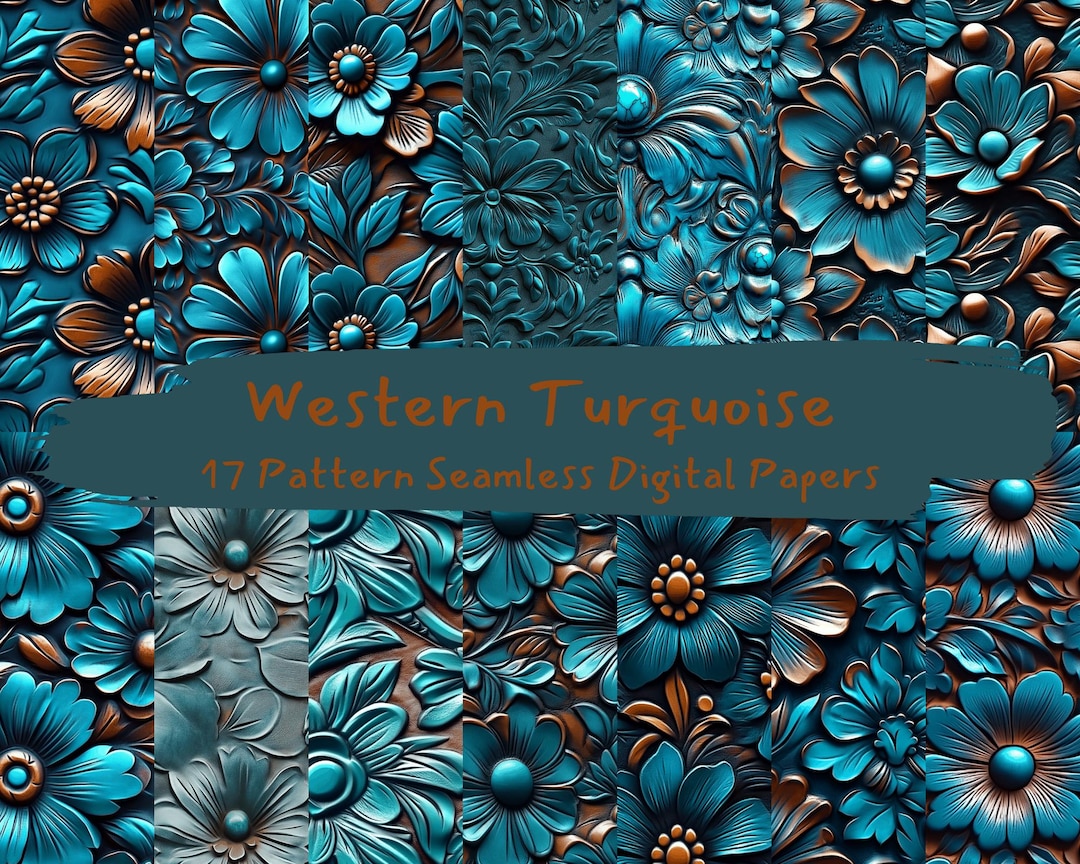 Western Turquoise Pattern Seamless Digital Papers - Printable Scrapbook ...