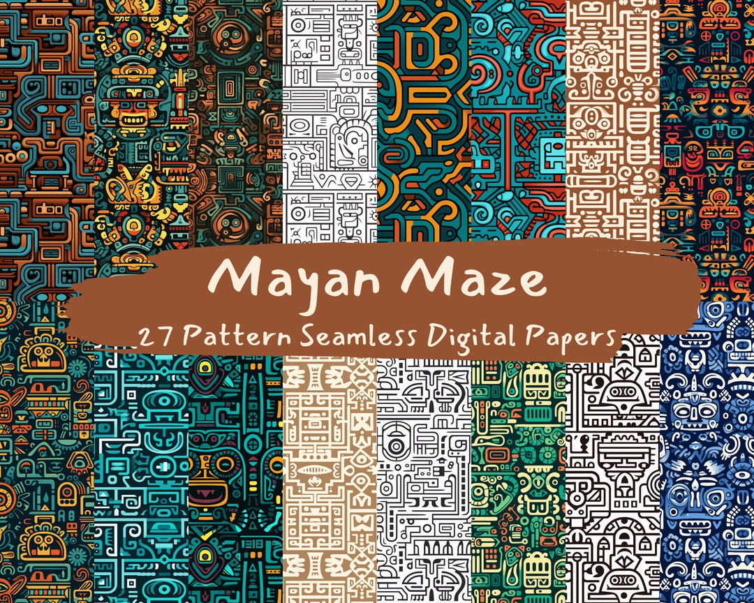 Mayan Maze Ethnic Pattern Seamless Digital Papers - Tile Patterns ...