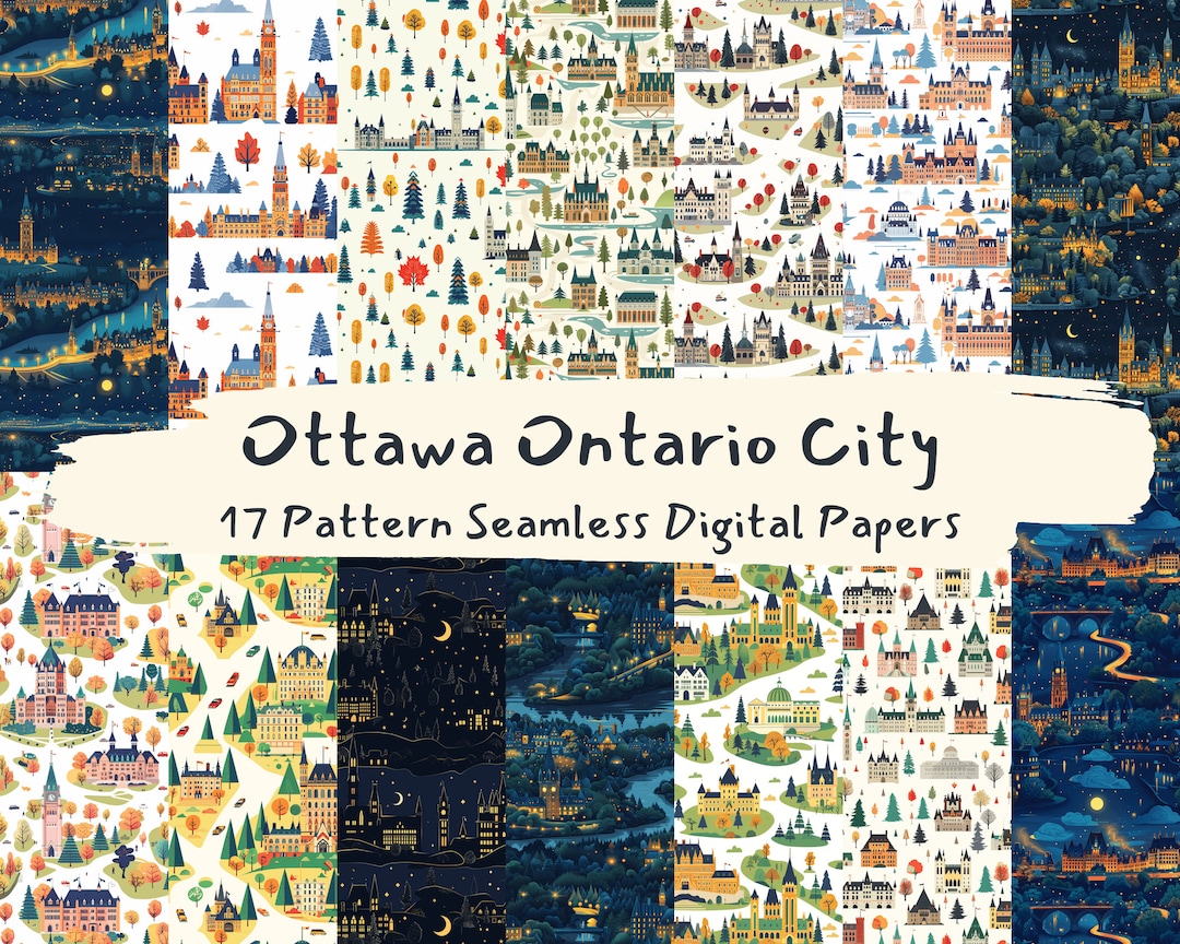 Ottawa Ontario City Pattern Seamless Digital Papers - Printable ...