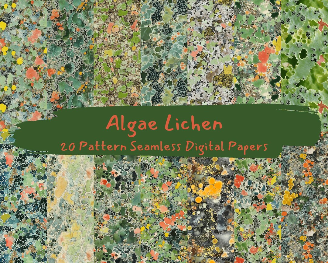 Algae Lichen Pattern Seamless Digital Papers - Printable Scrapbook ...
