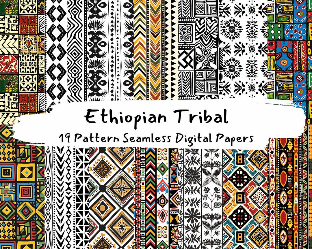 Ethiopian Tribal Pattern Seamless Digital Papers - Printable Scrapbook ...