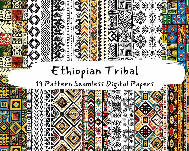 Ethiopian Tribal Pattern Seamless Digital Papers - Printable Scrapbook ...