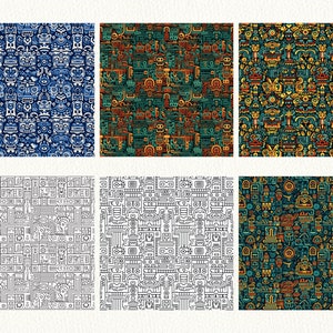 Mayan Maze Ethnic Pattern Seamless Digital Papers - Tile Patterns ...
