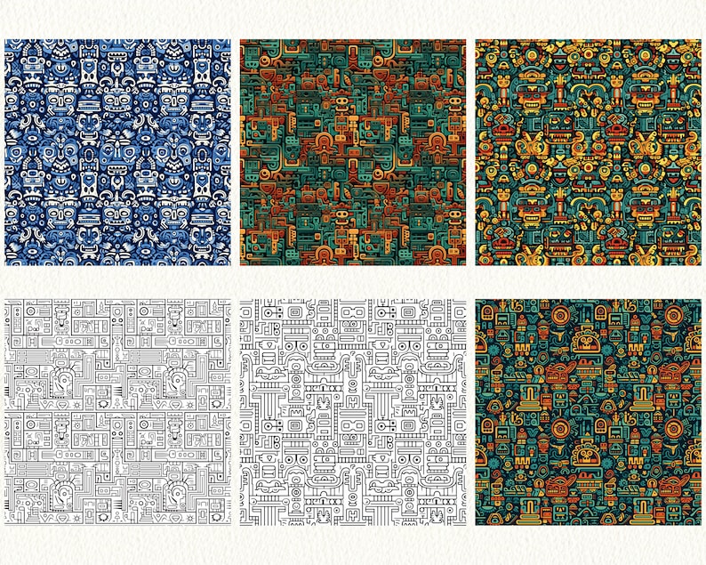 Mayan Maze Ethnic Pattern Seamless Digital Papers Tile Patterns ...