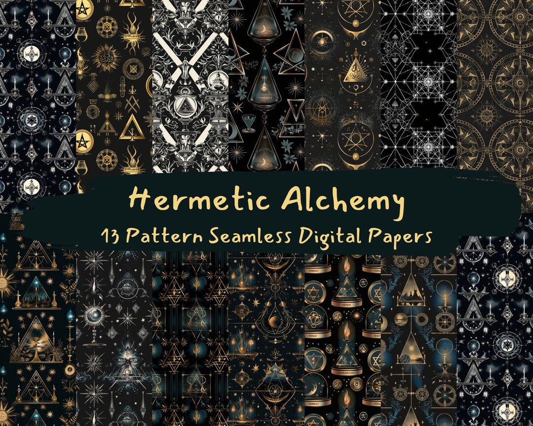 Hermetic Alchemy Pattern Seamless Digital Papers - Printable Scrapbook ...