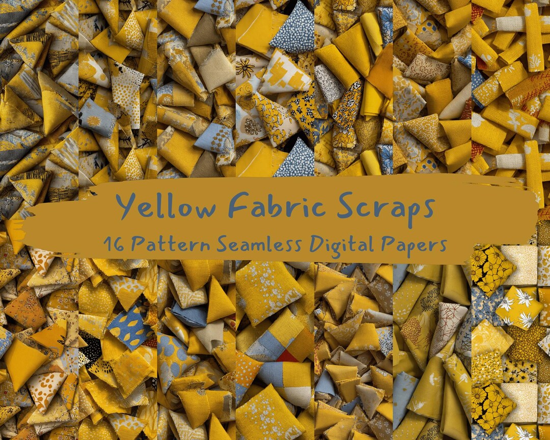 Yellow Fabric Scraps Pattern Seamless Digital Papers - Printable ...