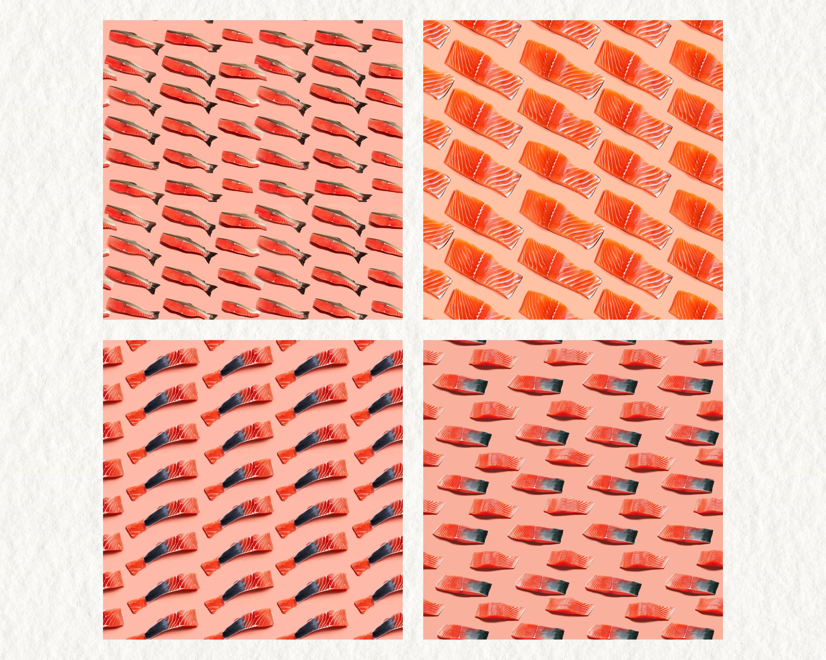 Salmon Seafood Pattern Seamless Digital Papers - Printable Scrapbook ...