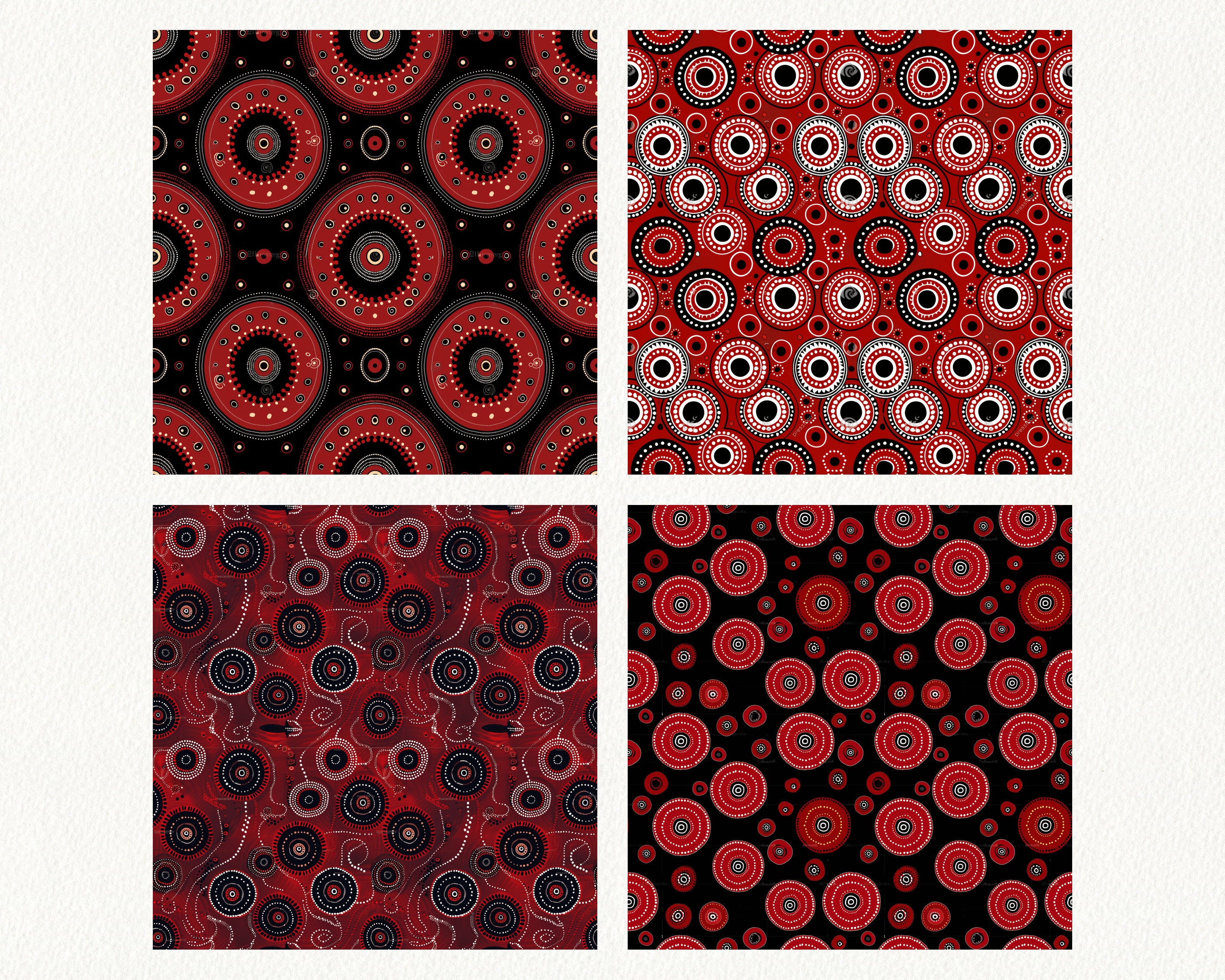 Aboriginal Red Black Dot Pattern Seamless Digital Papers Printable ...