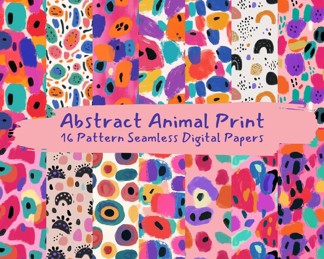 Abstract Animal Print Pattern Seamless Digital Papers - Printable ...