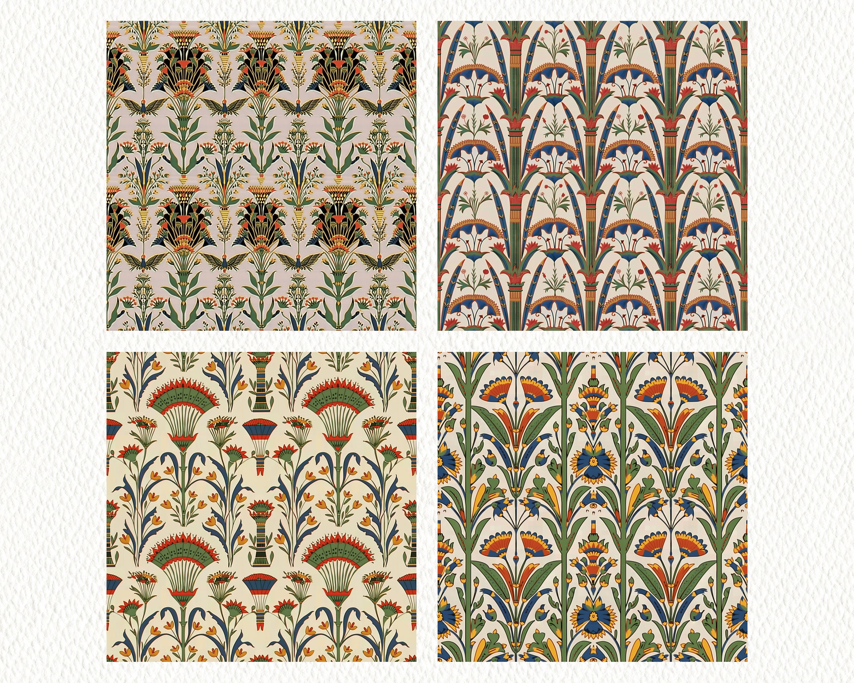 Egyptian Floral Pattern Seamless Digital Papers Printable Scrapbook ...