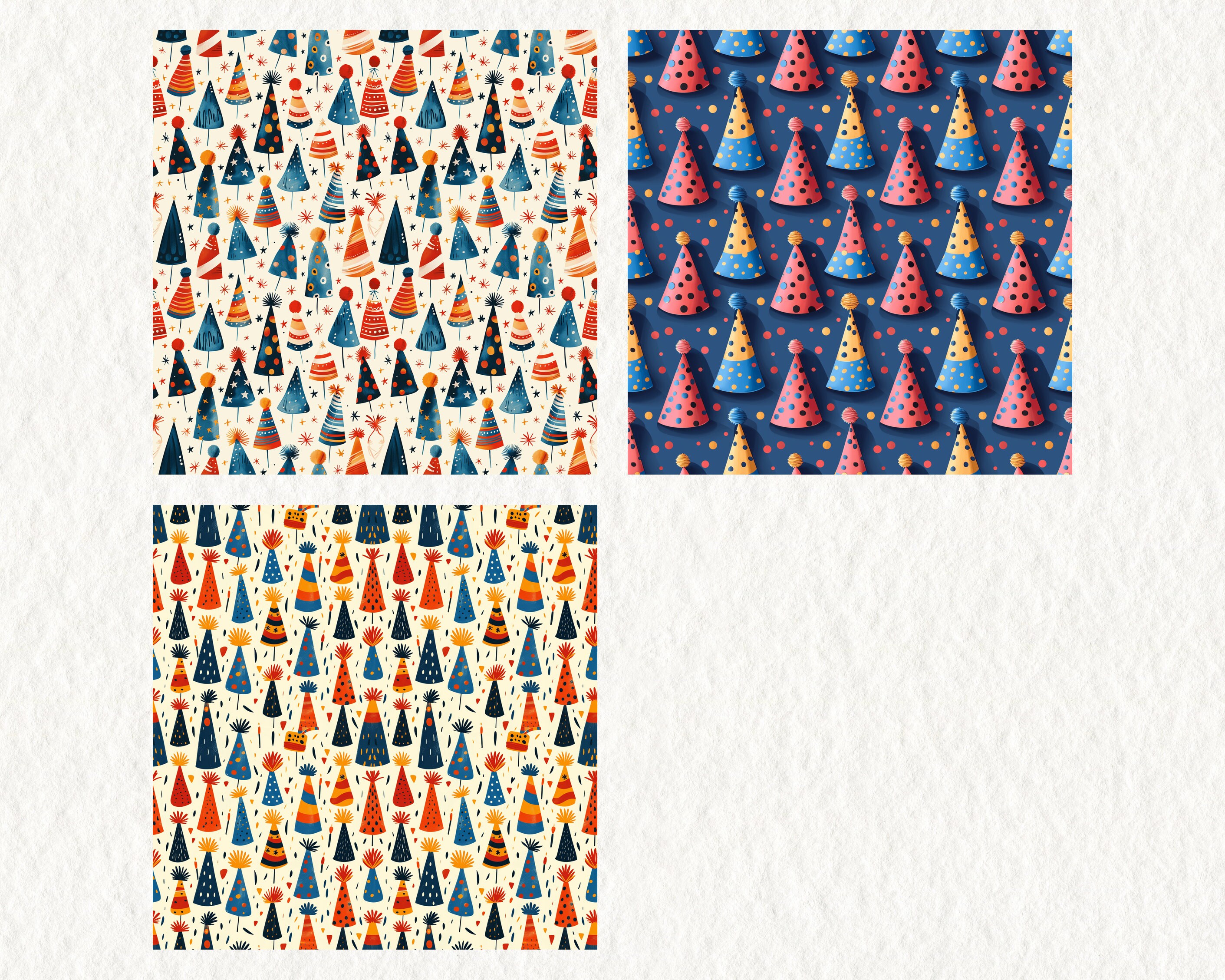 Party Hats Pattern Seamless Digital Papers - Printable Scrapbook Paper ...