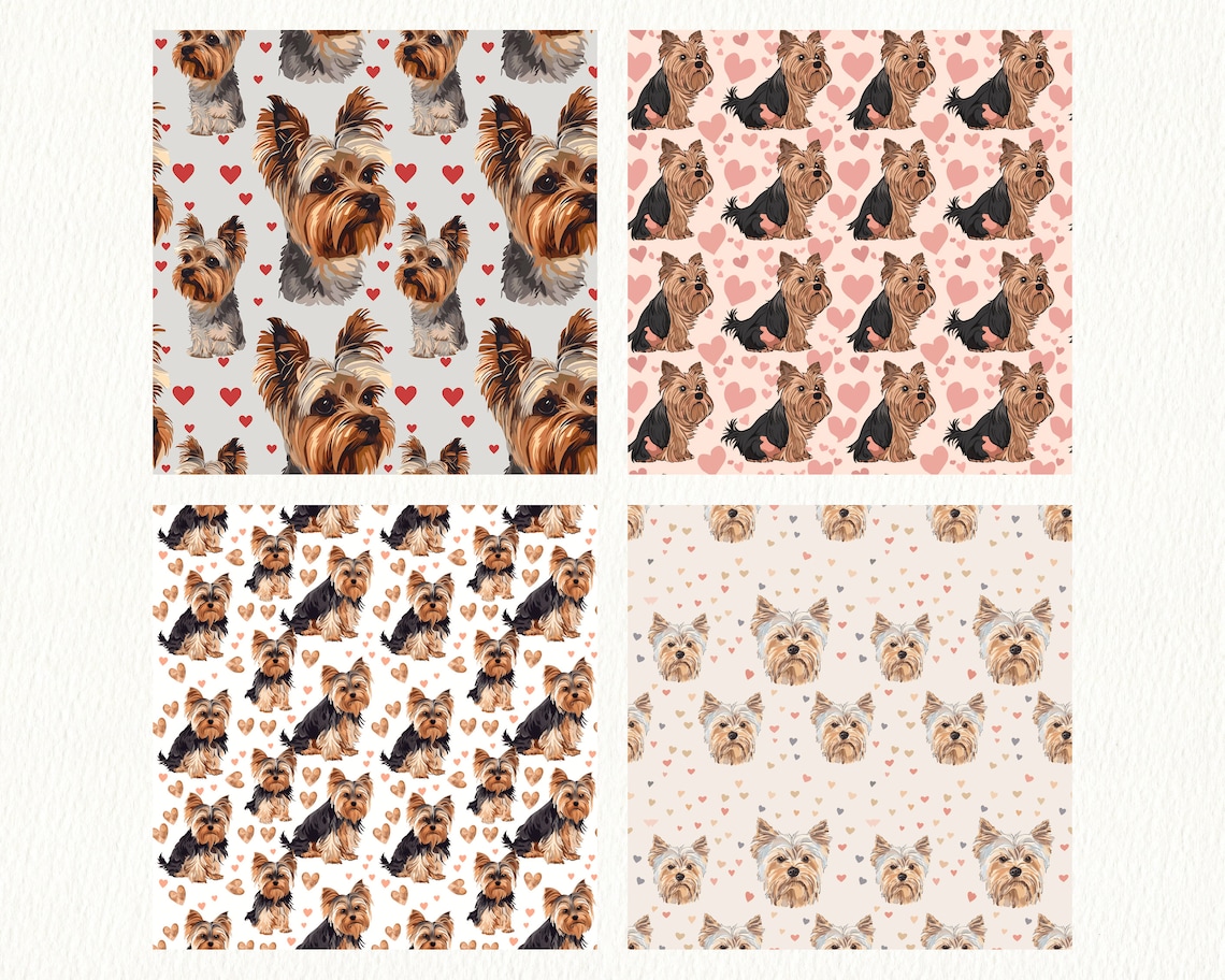 Yorkshire Terrier Pattern Seamless Digital Papers - Printable Scrapbook ...
