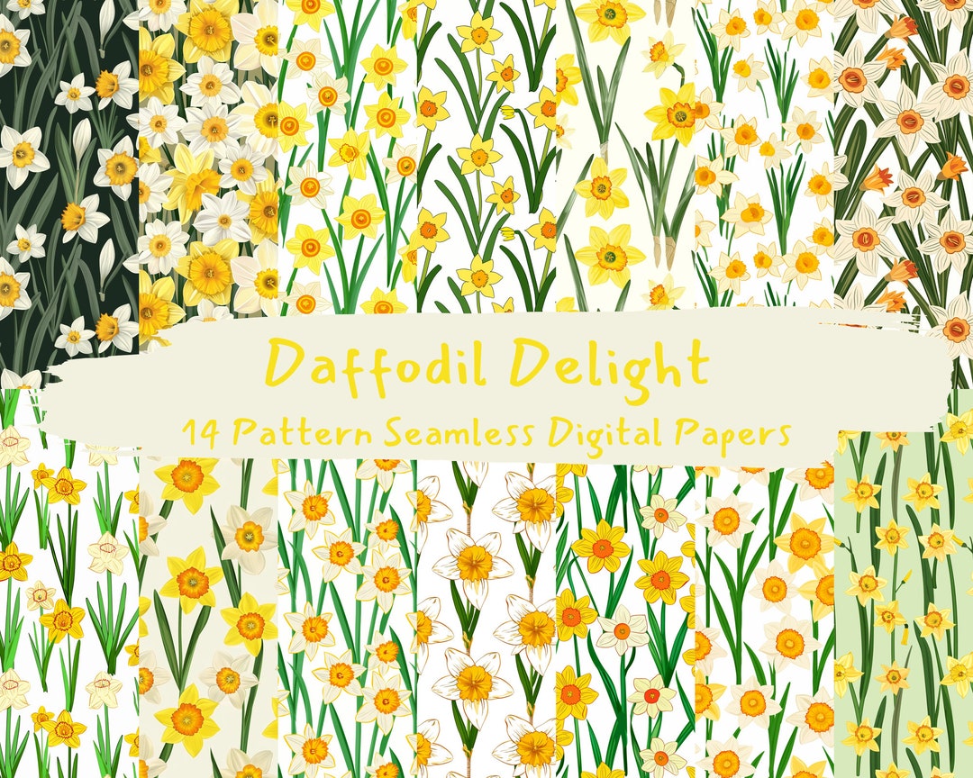 Daffodil Delight Pattern Seamless Digital Papers - Printable Scrapbook ...