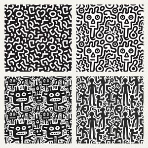 Mono Black and White Graphitti Pattern Seamless Digital Papers ...