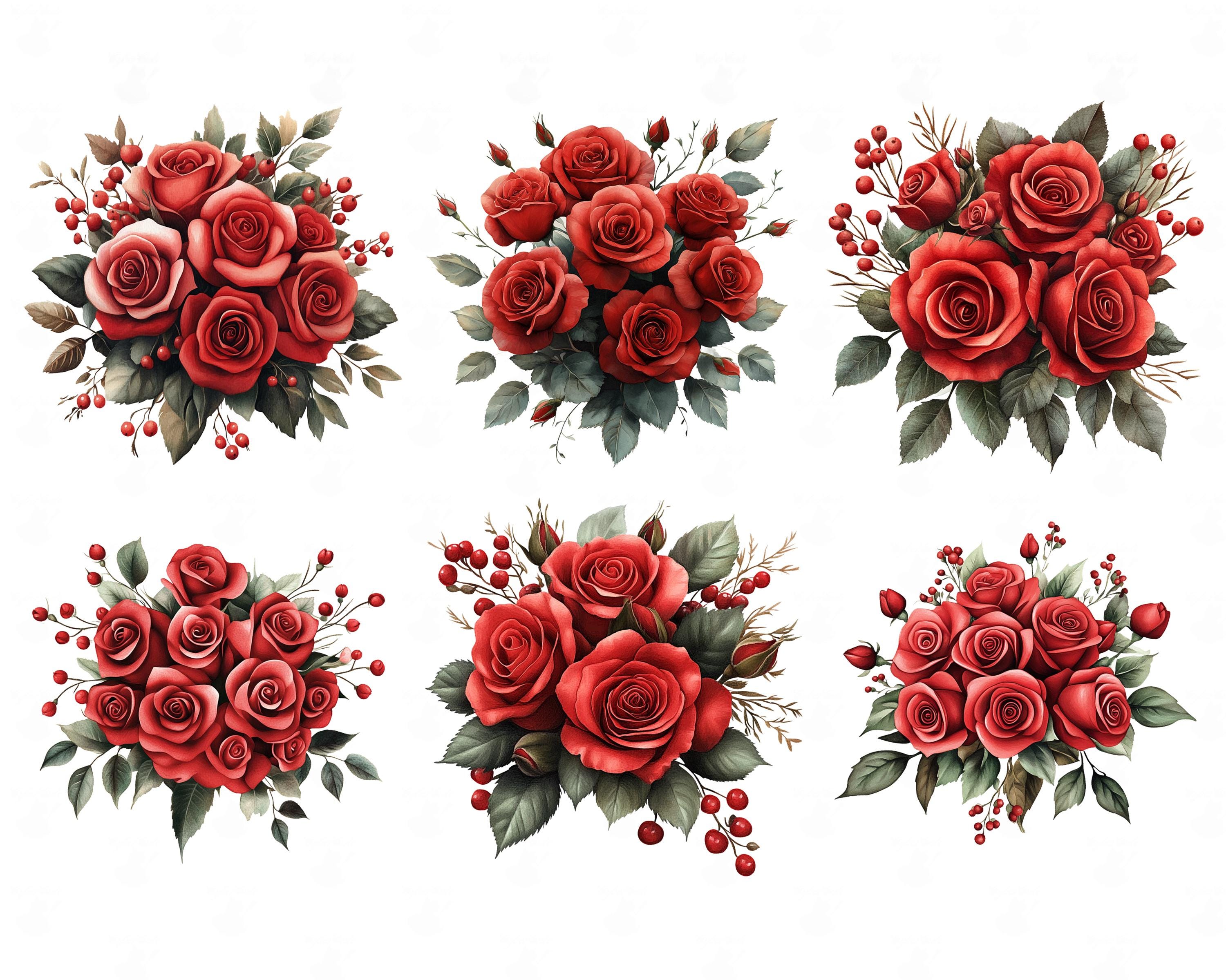 Red Rose Printable Clipart, Png Format, Transparent Background, Instant ...