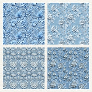 Baby Blue Lace Pattern Seamless Digital Papers - Printable Scrapbook ...