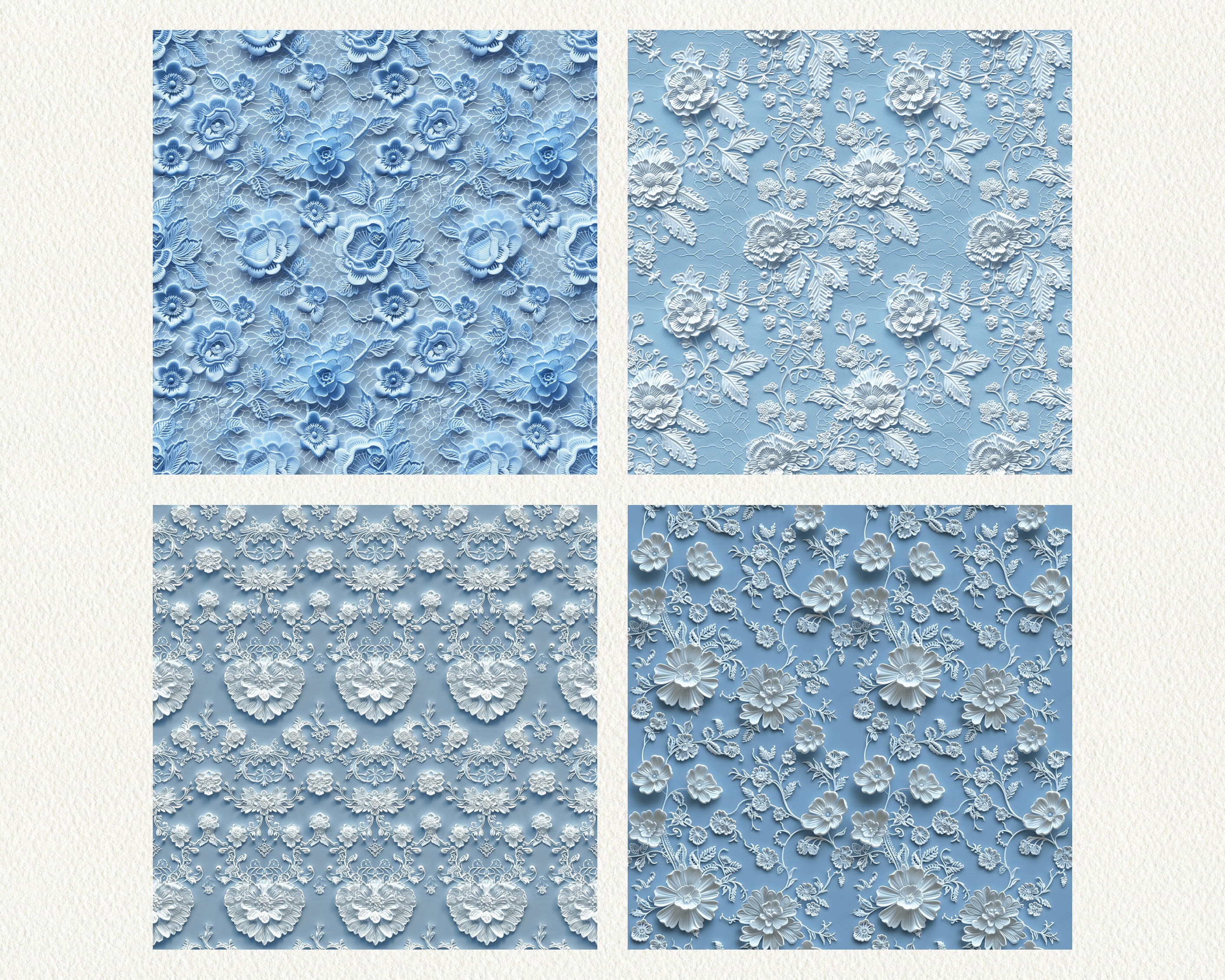 Baby Blue Lace Pattern Seamless Digital Papers Printable Scrapbook ...