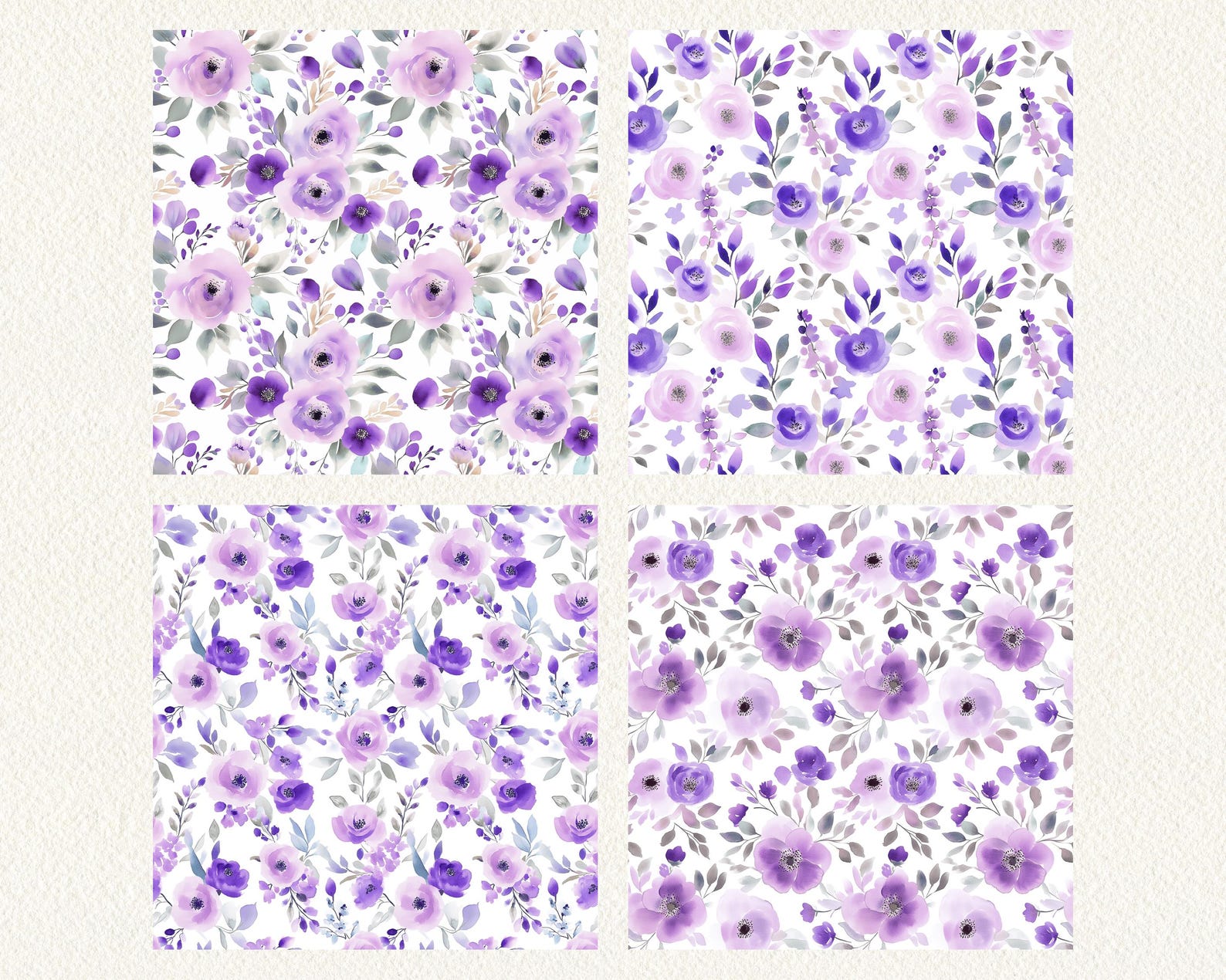 Lavender Floral Pattern Seamless Digital Papers - Printable Scrapbook ...