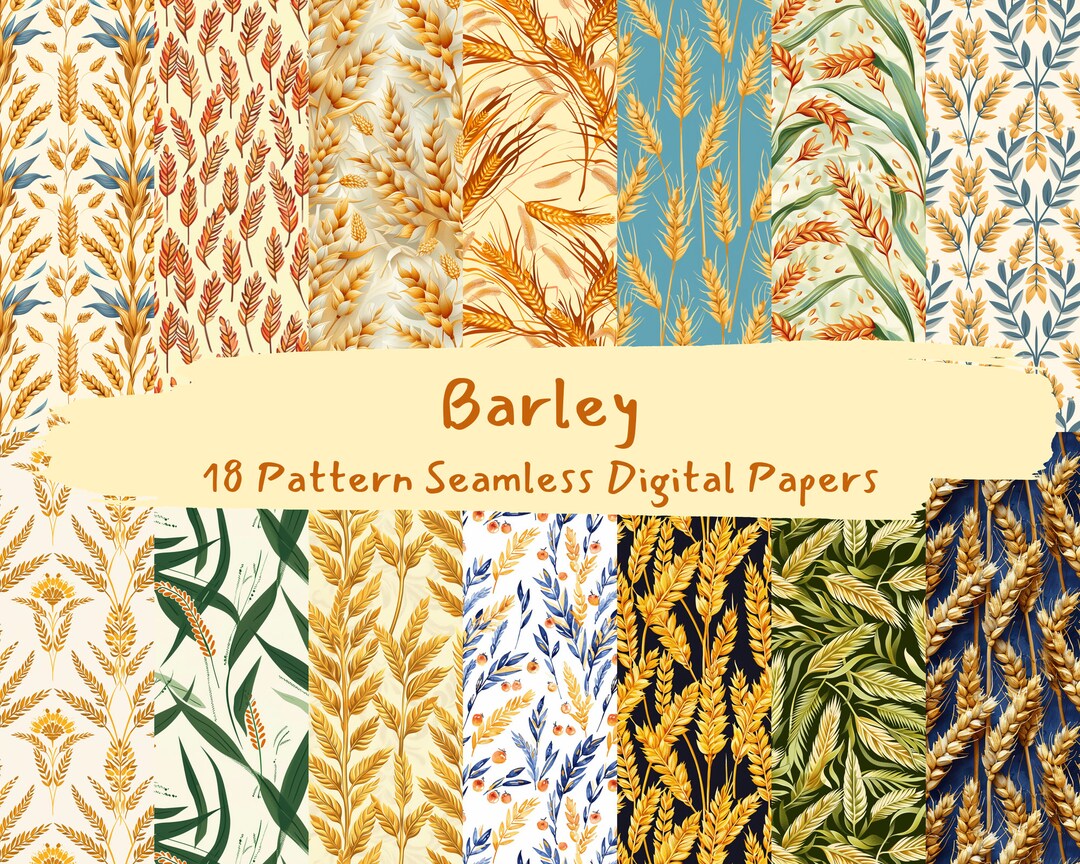 Barley Pattern Seamless Digital Papers - Printable Scrapbook Paper ...