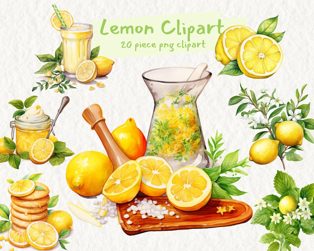 Lemon Watercolor, Digital Clip Art Graphics in PNG Format Transparent ...