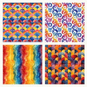 Rainbow Batik Pattern Seamless Digital Papers - Printable Scrapbook ...