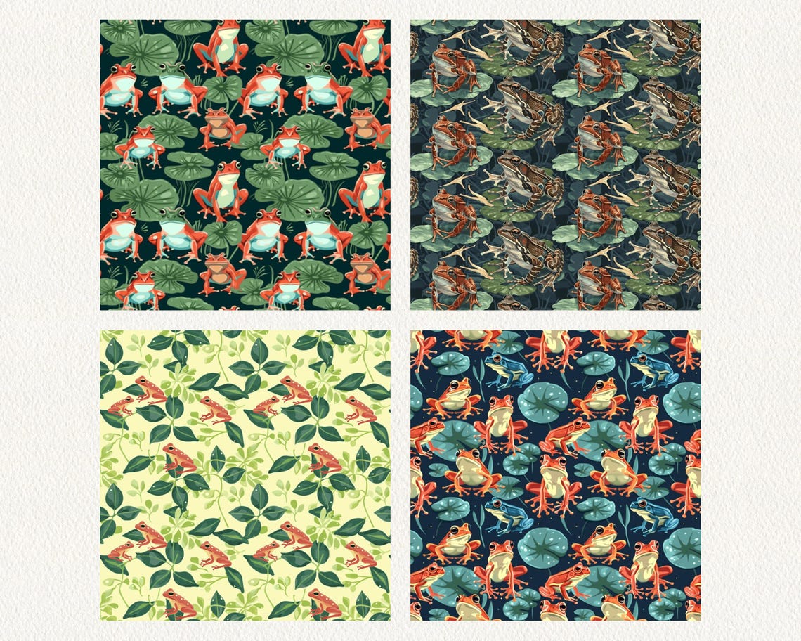 Frogs Themed Pattern Seamless Digital Papers - Printable Scrapbook ...