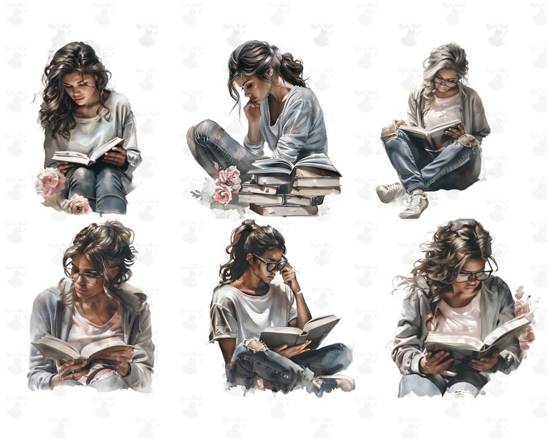 Bookworm Girl Printable Clipart, Png Format, Transparent Background ...