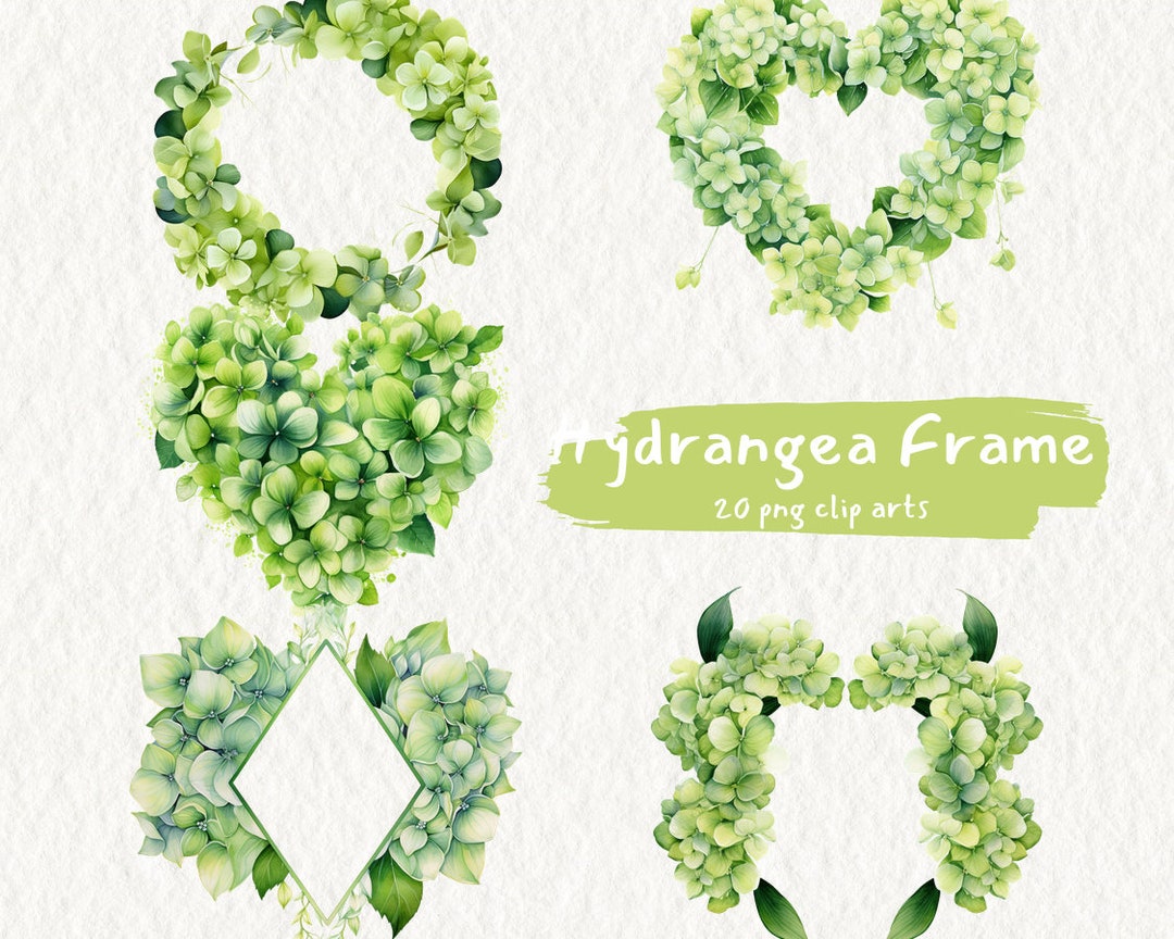 Hydrangea Frame, Digital Printable Clip Art Graphics in PNG Format ...