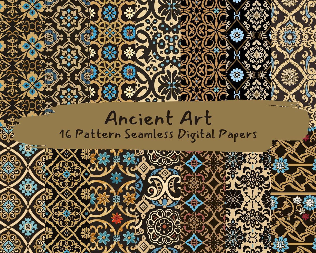 Ancient Art Pattern Seamless Digital Papers - Printable Scrapbook Paper ...
